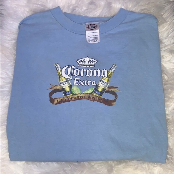 Corona | Tops | Corona Extra Baby Blue Oversized Tshirt | Poshmark